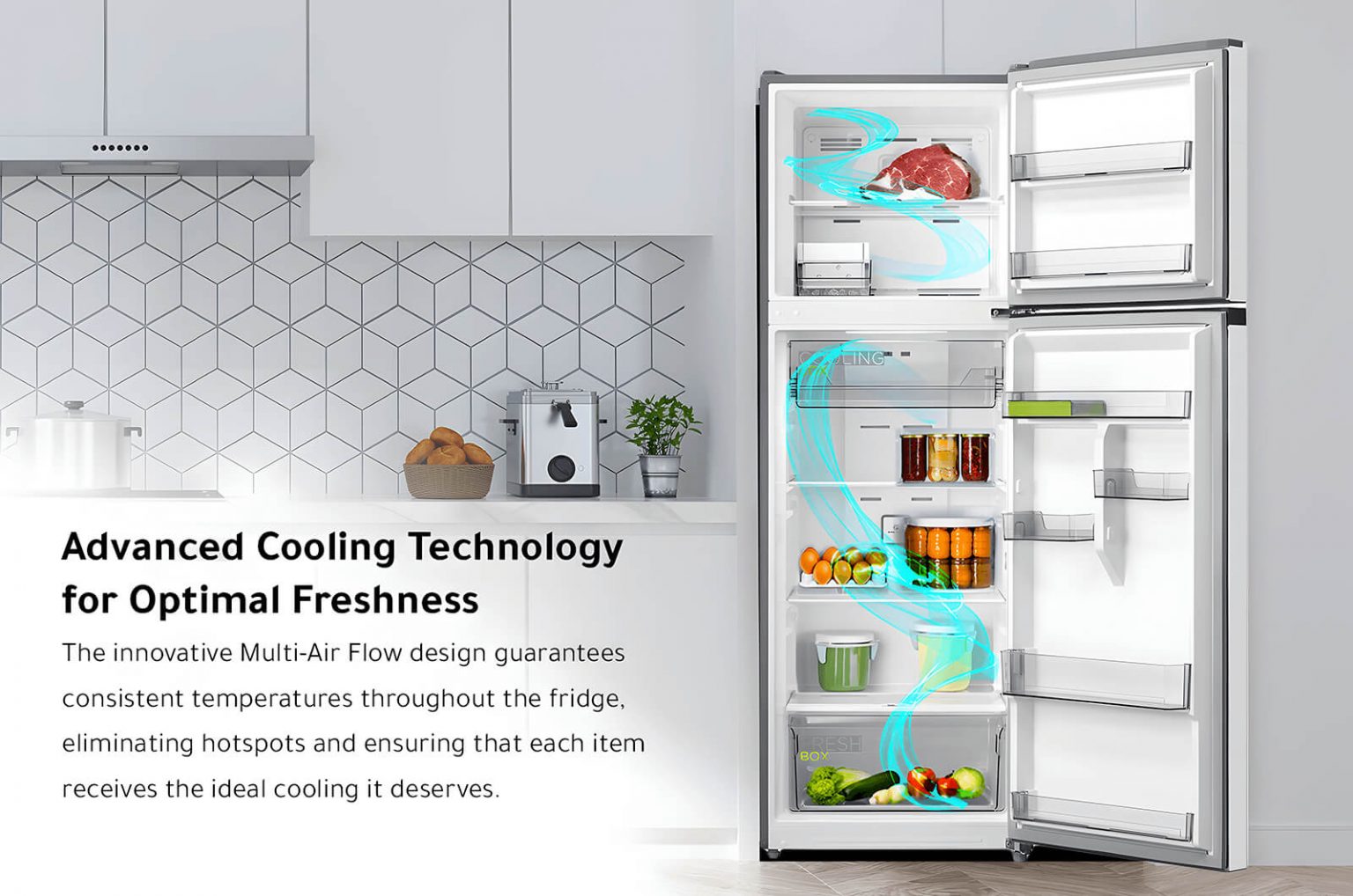 Midea Refrigerator – Double Door – 12 Cubic Feet -White - Shaker